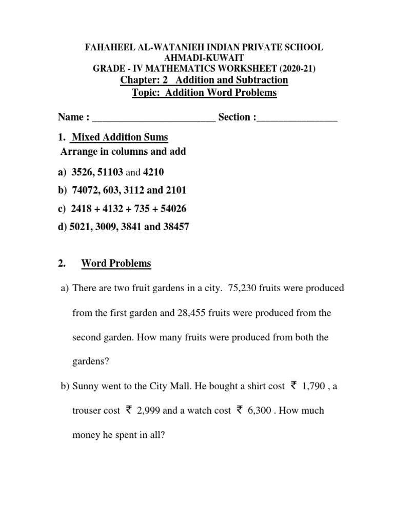 Fahaheel Al-Watanieh Indian Private School Ahmadi-Kuwait Grade - Iv ...