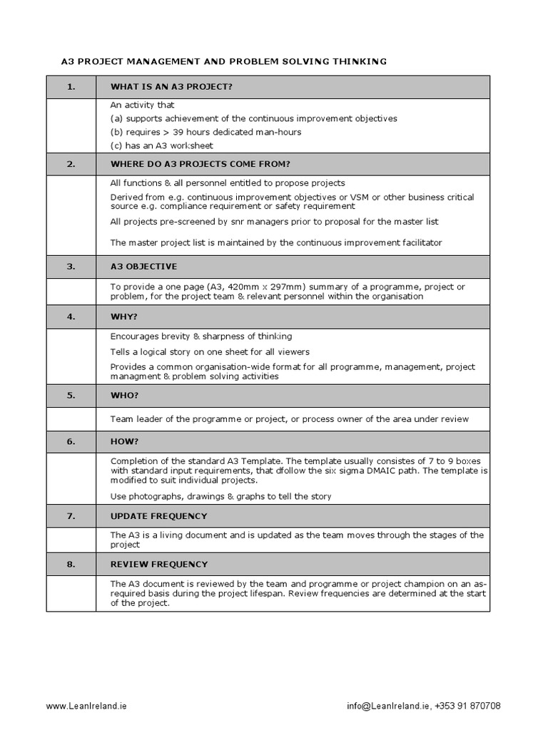 A3 Project Management and Problem Solving Thinking | Download Free PDF ...
