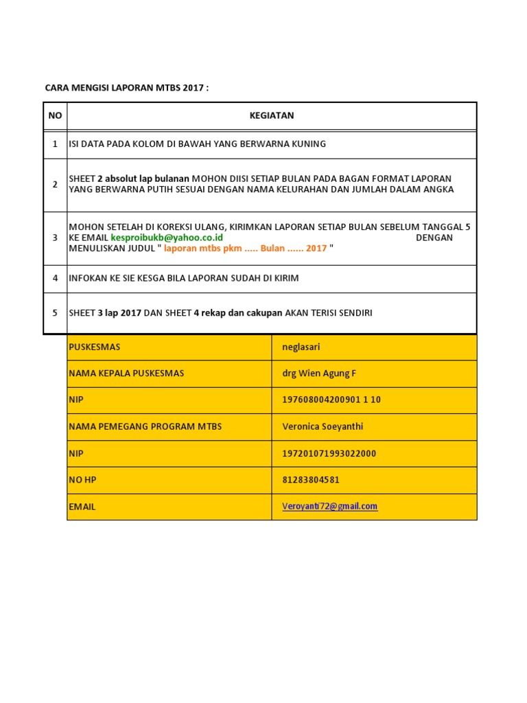 Format Laporan MTBS 2017 | PDF