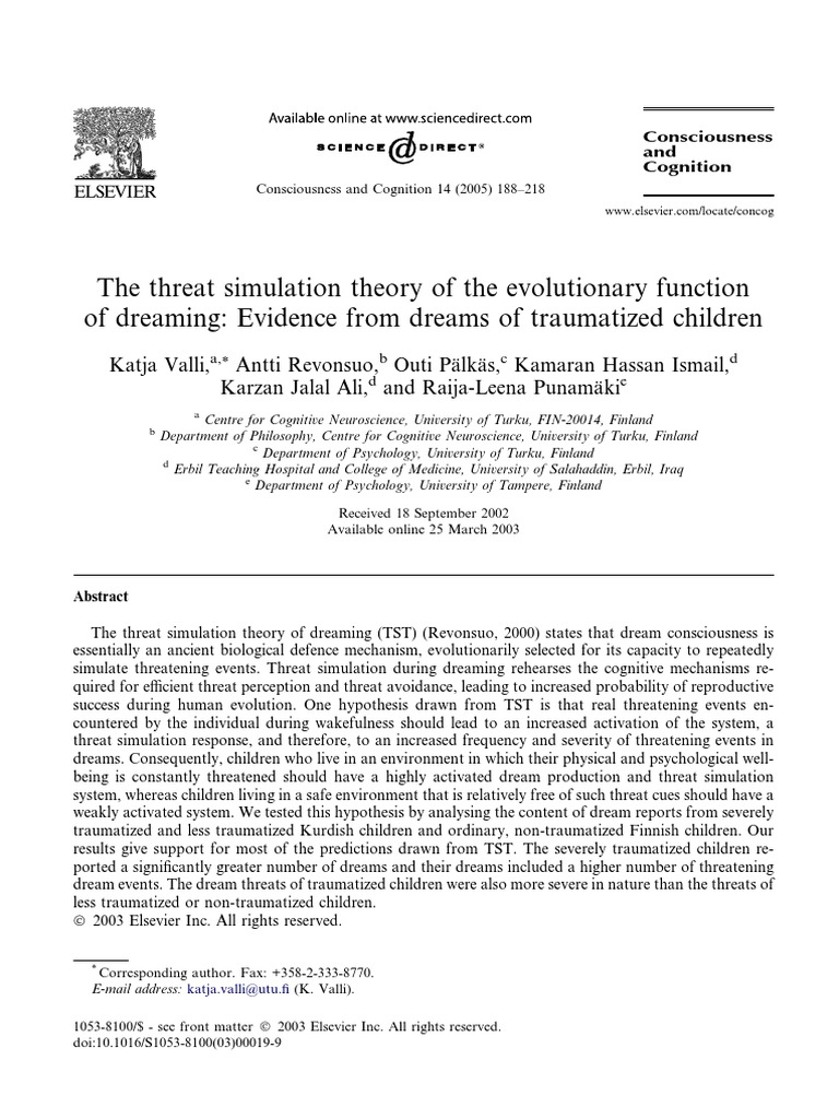 Valli 2005 | PDF | Dream | Rapid Eye Movement Sleep