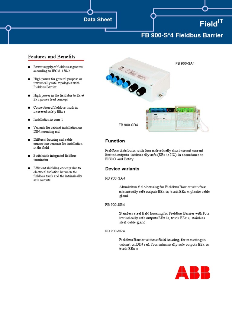 3BDD011866 en FB 900-S 4 Fieldbus Barrier PDF | PDF | Electronics ...