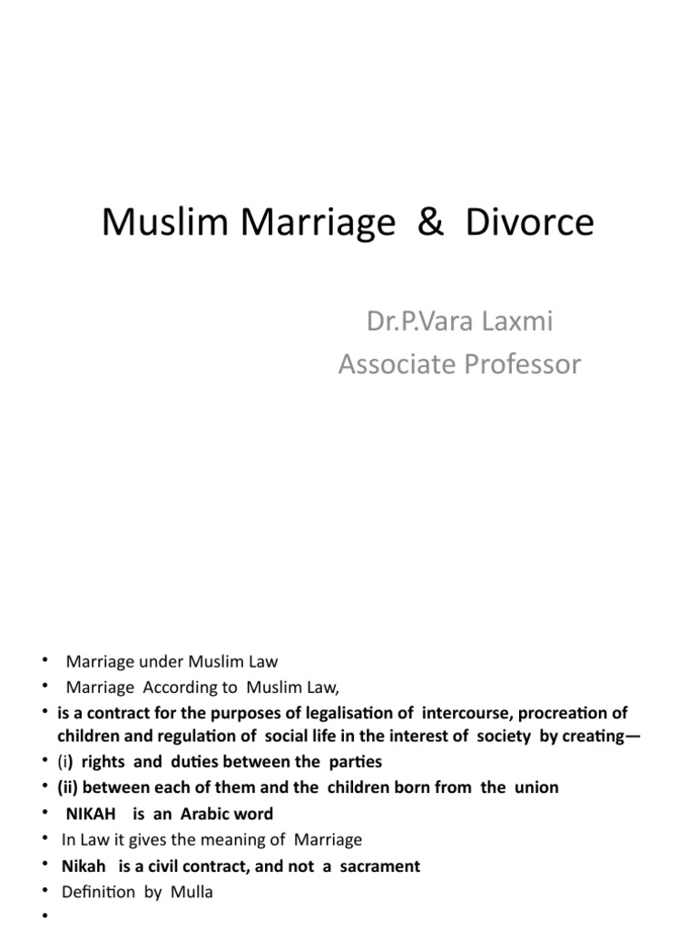 Muslim Marriage and Divorce Overview | PDF | Marriage | Wife