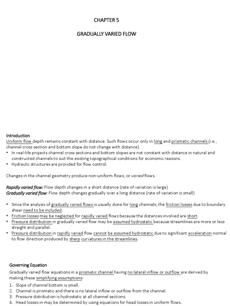 Gradually Varied Flow PDF | PDF | Fluid Dynamics | Slope