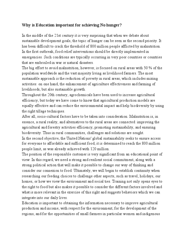 Education's Role in Ending Hunger | PDF | Hunger | Sustainability