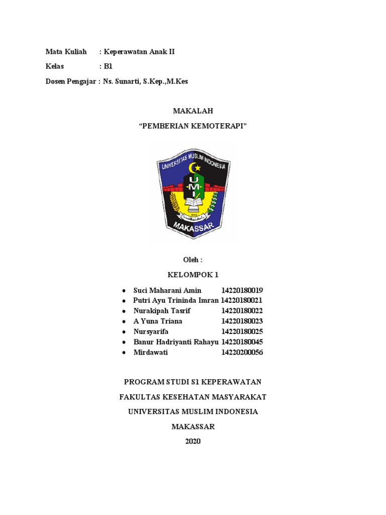 Kel.1 - Pemberian Kemoterapi - Kep Anak Ii - B1 | PDF