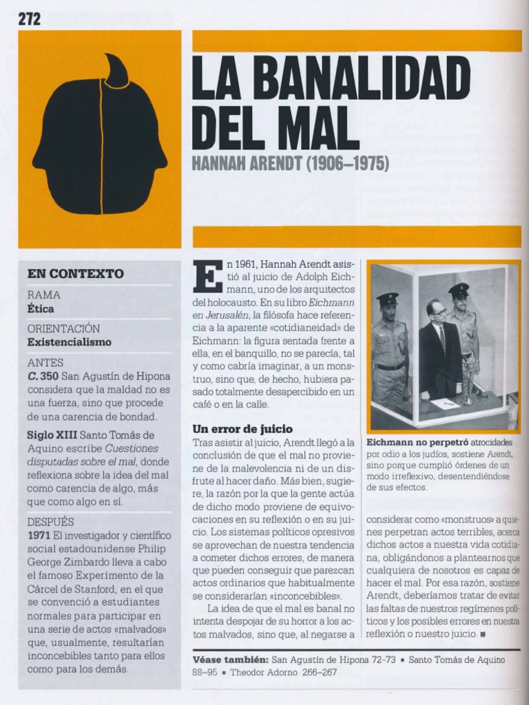 La Banalidad del Mal según Arendt | PDF | Mal | Hannah Arendt