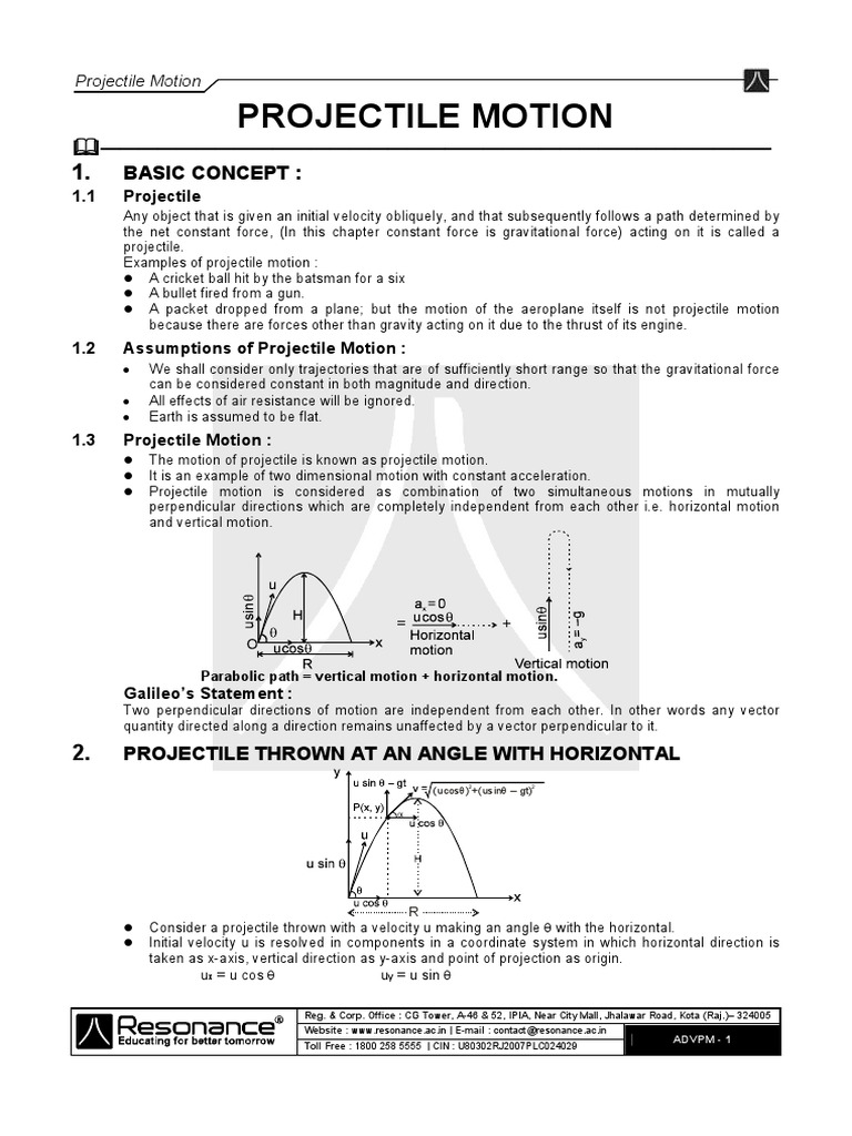Projectile Motion: Basic Concept | PDF | Geometric Measurement | Force