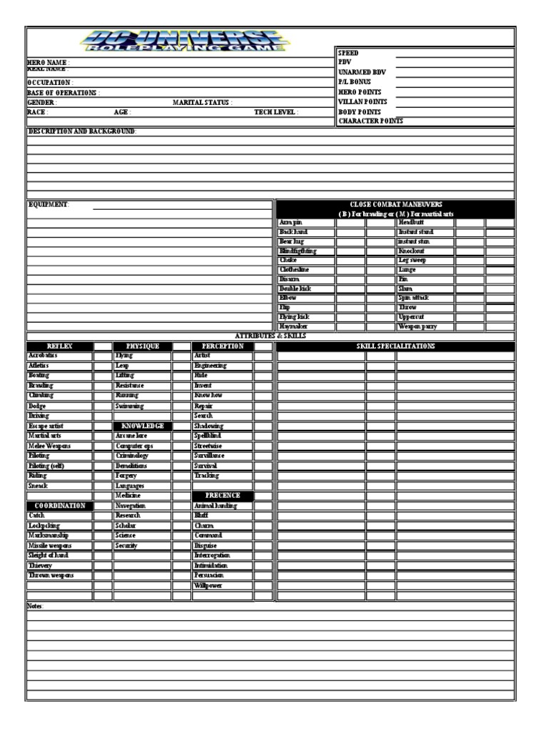 DC Universe RPG Character Sheet Frontal | PDF | Professional Wrestling ...