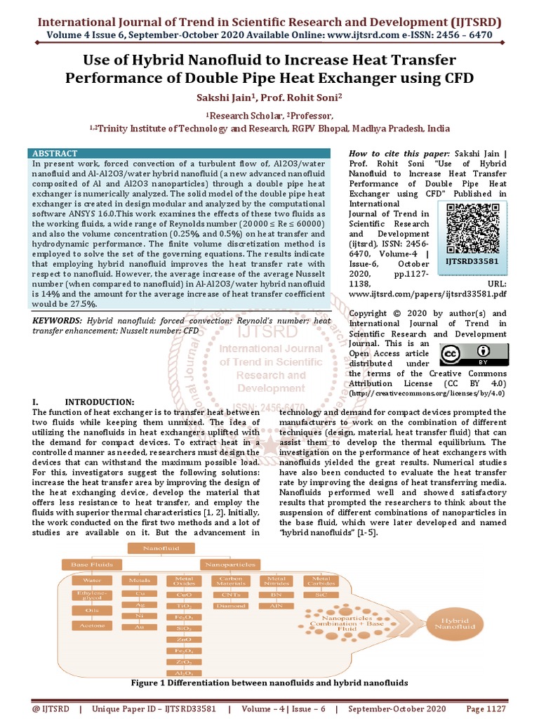 Use of Hybrid Nanofluid To Increase Heat Transfer Performance of Double ...
