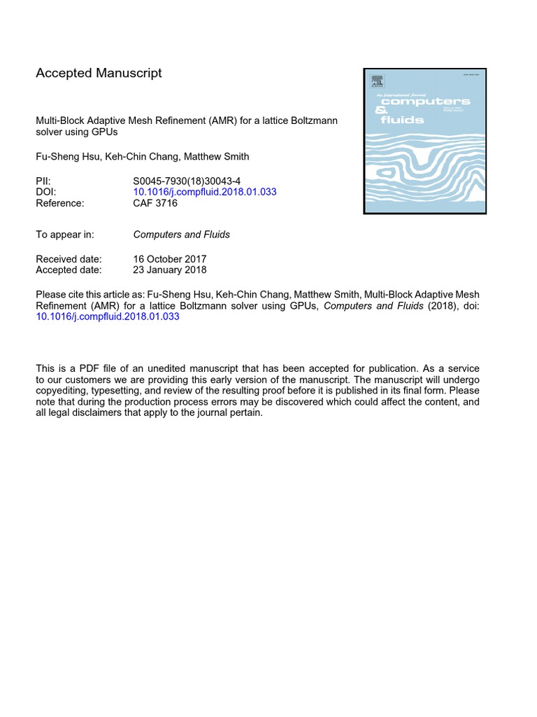 LBM GPU Hsu2018 | PDF | Fluid Dynamics | Mechanics