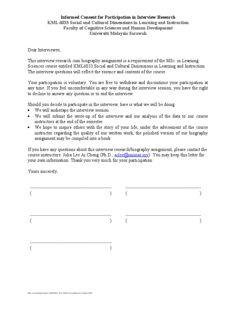 Informed Consent Form For Interview FREE 13+ Interview Consent Form