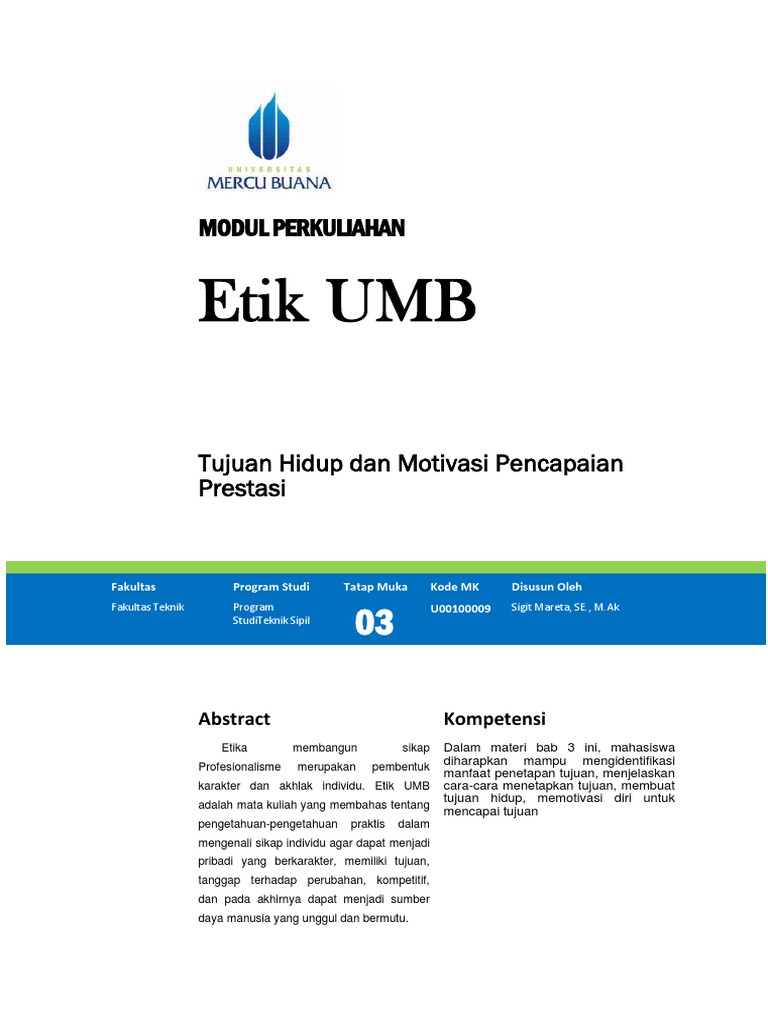 Modul Pertemuan 3 - Tujuan Hidup | PDF