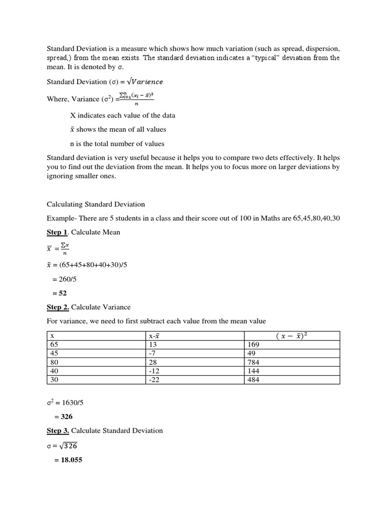 Understanding Standard Deviation Calculation | PDF