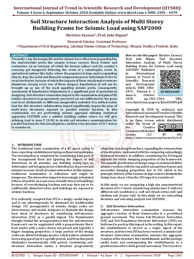 Soil Structure Interaction Analysis of Multi Storey Building Frame For Seismic Load Using ...