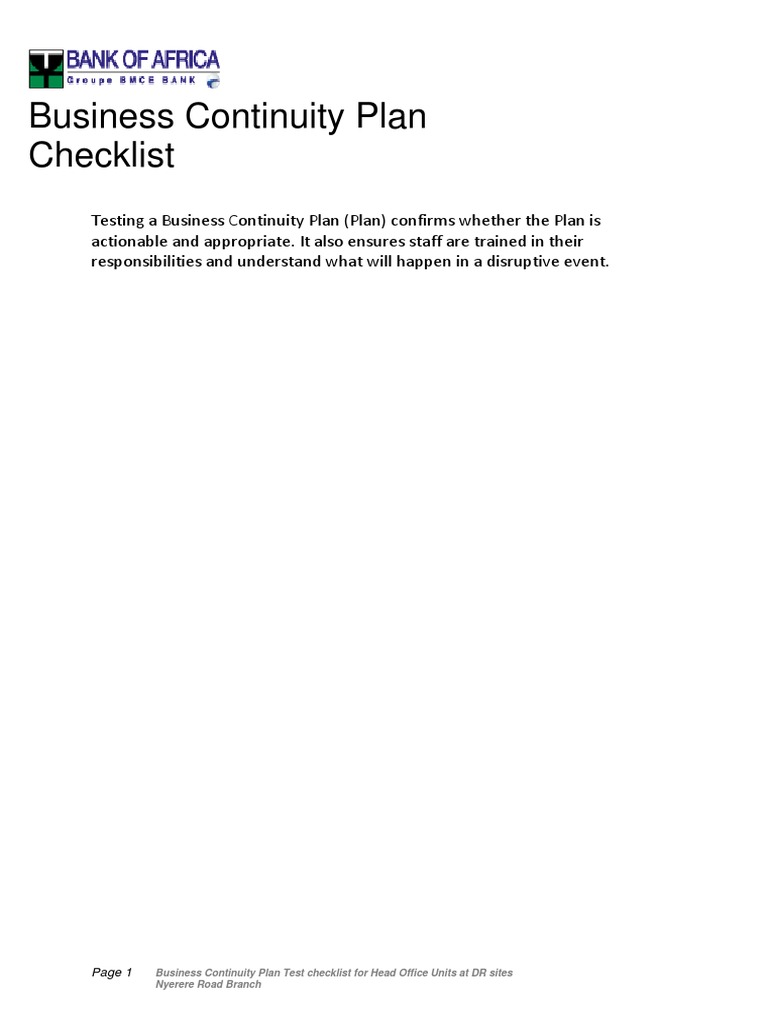 Test BCP Checklists | PDF | Educational Technology | Computing