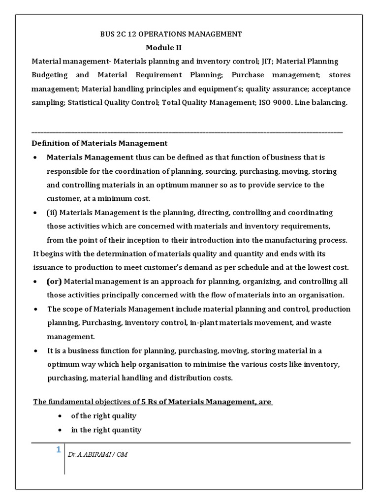 Operations Management 2 | PDF | Inventory | Quality Assurance