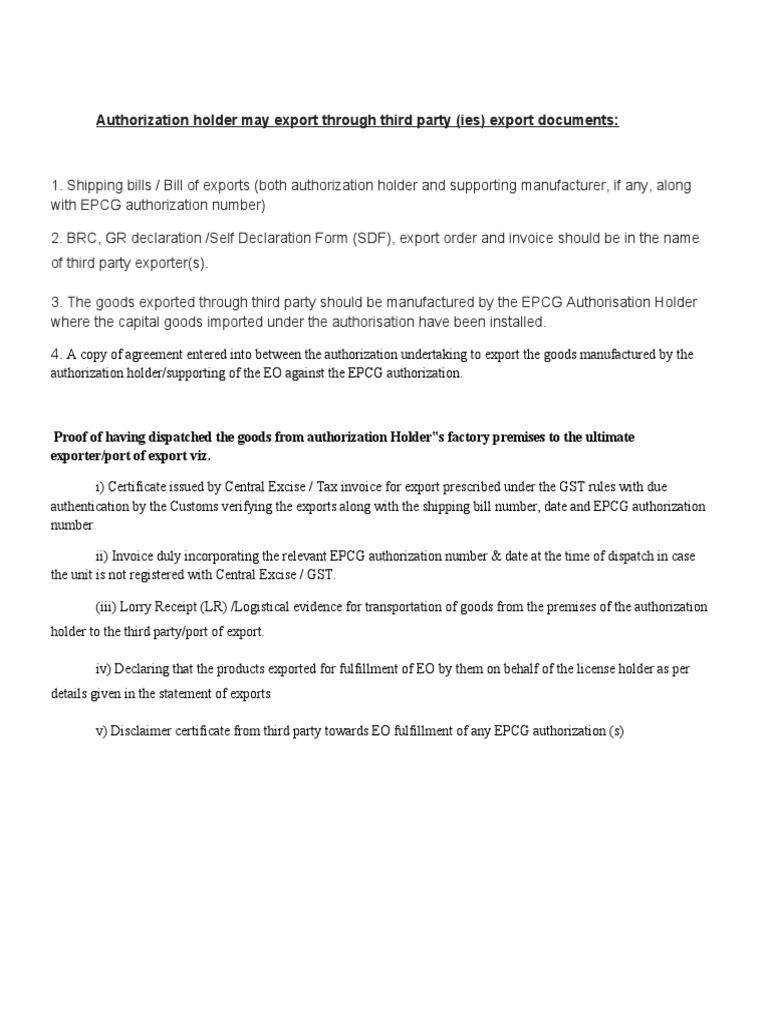 3RD Party Exports Documents | PDF