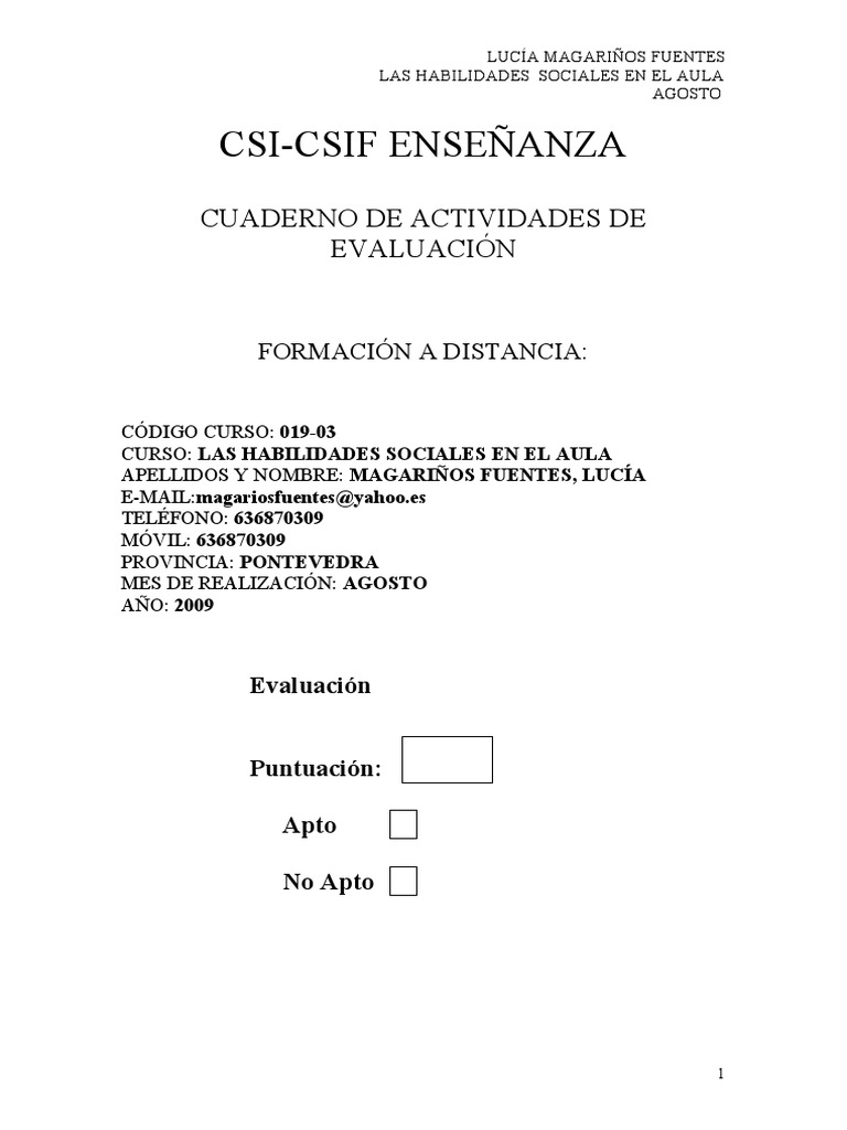 Habilidades Sociales en el Aula | PDF | Habilidades sociales | Salón de ...