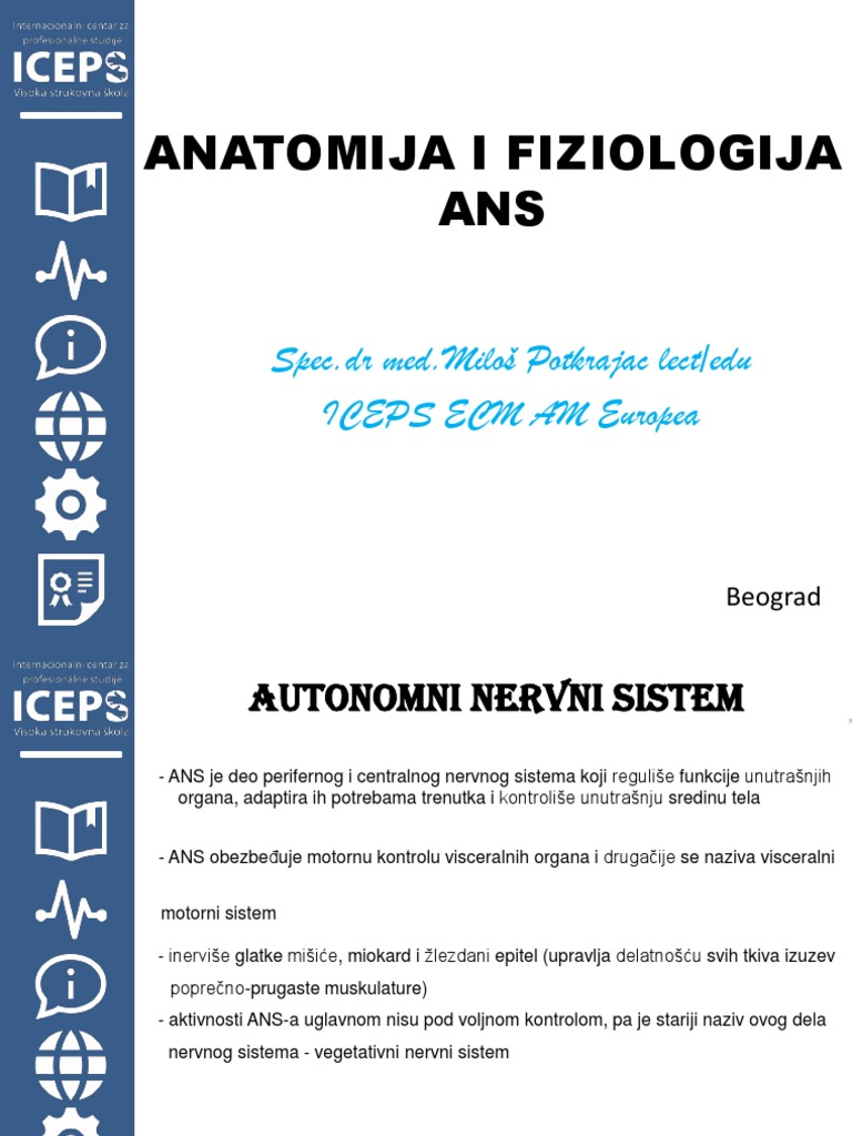 Anatomija I Fiziologija ANS DR Potkrajac Milos | PDF