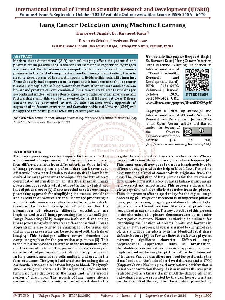 Lung Cancer Detection Using Machine Learning | PDF | Statistical ...