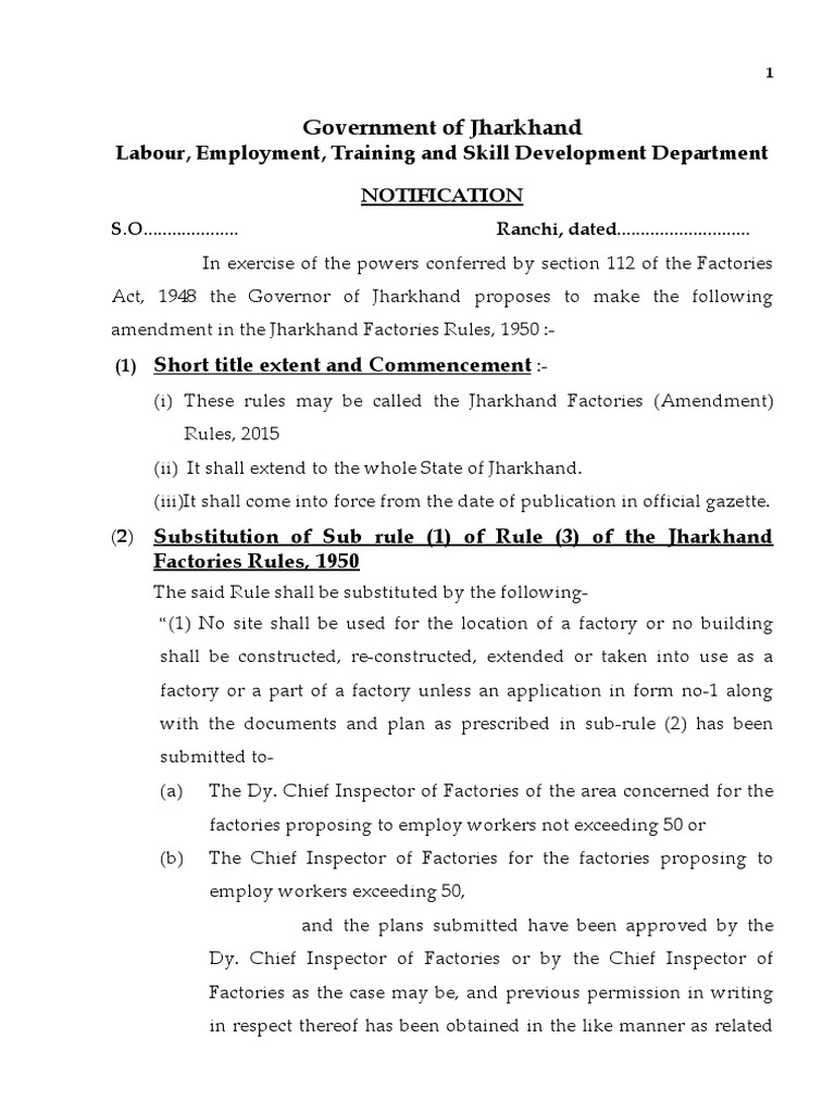 Jharkhand Factories Rules Amendment 2015 | PDF | Decibel | Noise