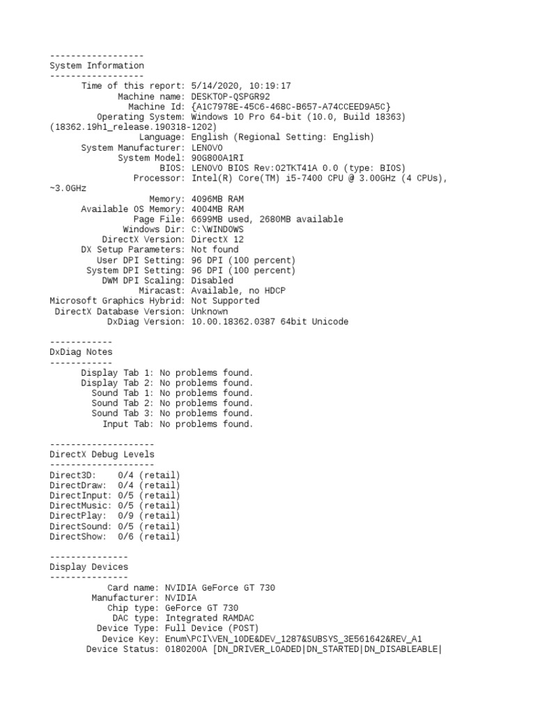 Beamng Dxdiag | PDF | Device Driver | Graphics Processing Unit