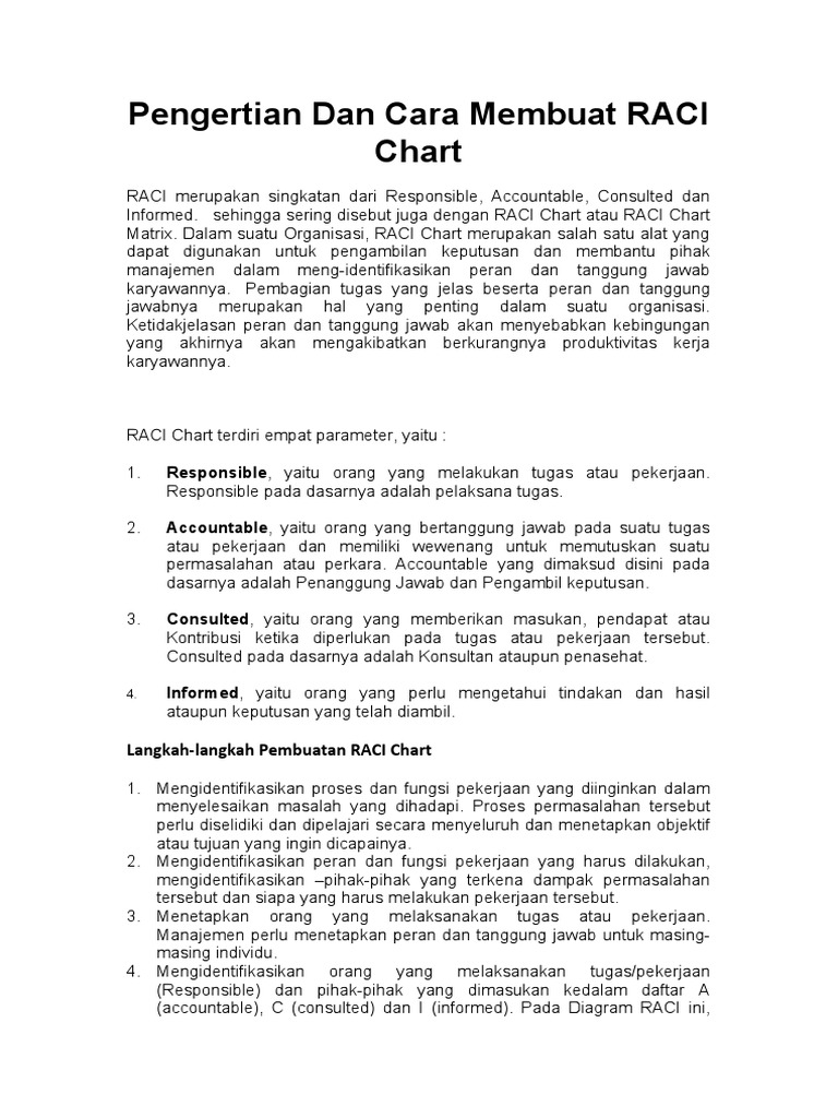 Pengertian Dan Cara Membuat RACI Chart | PDF