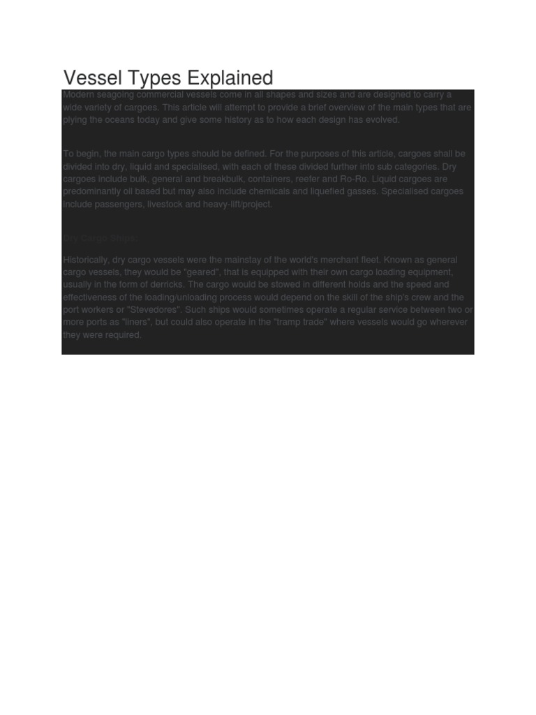 Vessel Types Explained | PDF