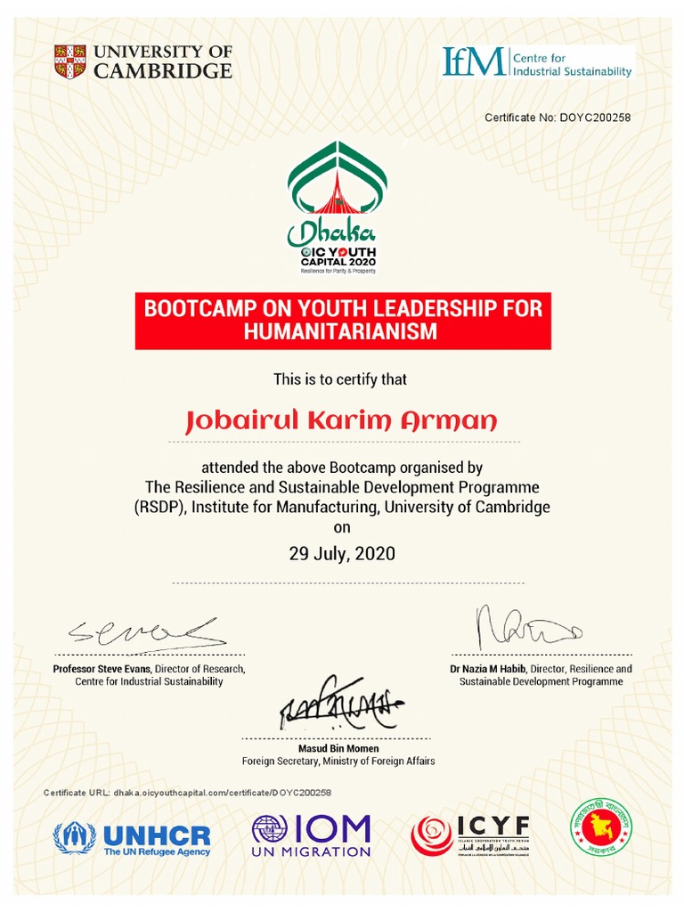 Cambridge Universty Boot Camp-Certificate | PDF | Business