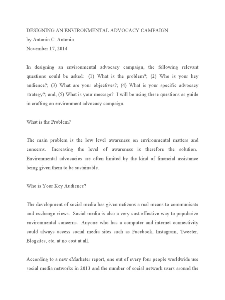 Designing an Effective Environmental Advocacy Campaign Through Social ...