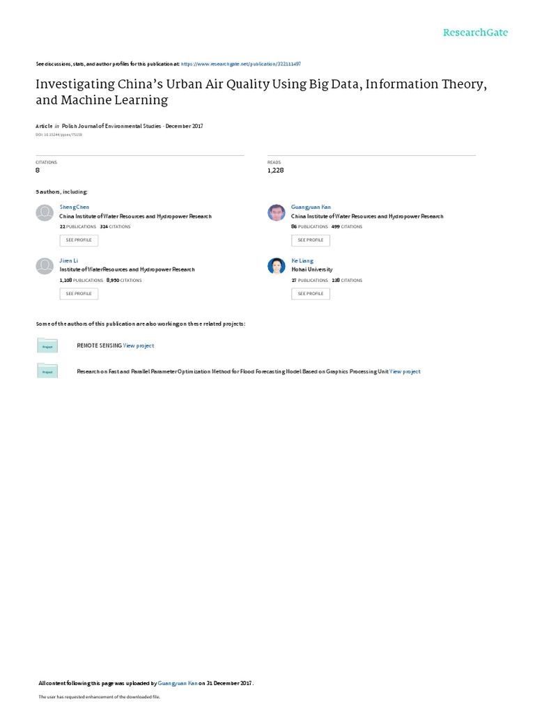 Investigating Chinas Urban Air Quality Using Big | PDF | Air Pollution ...