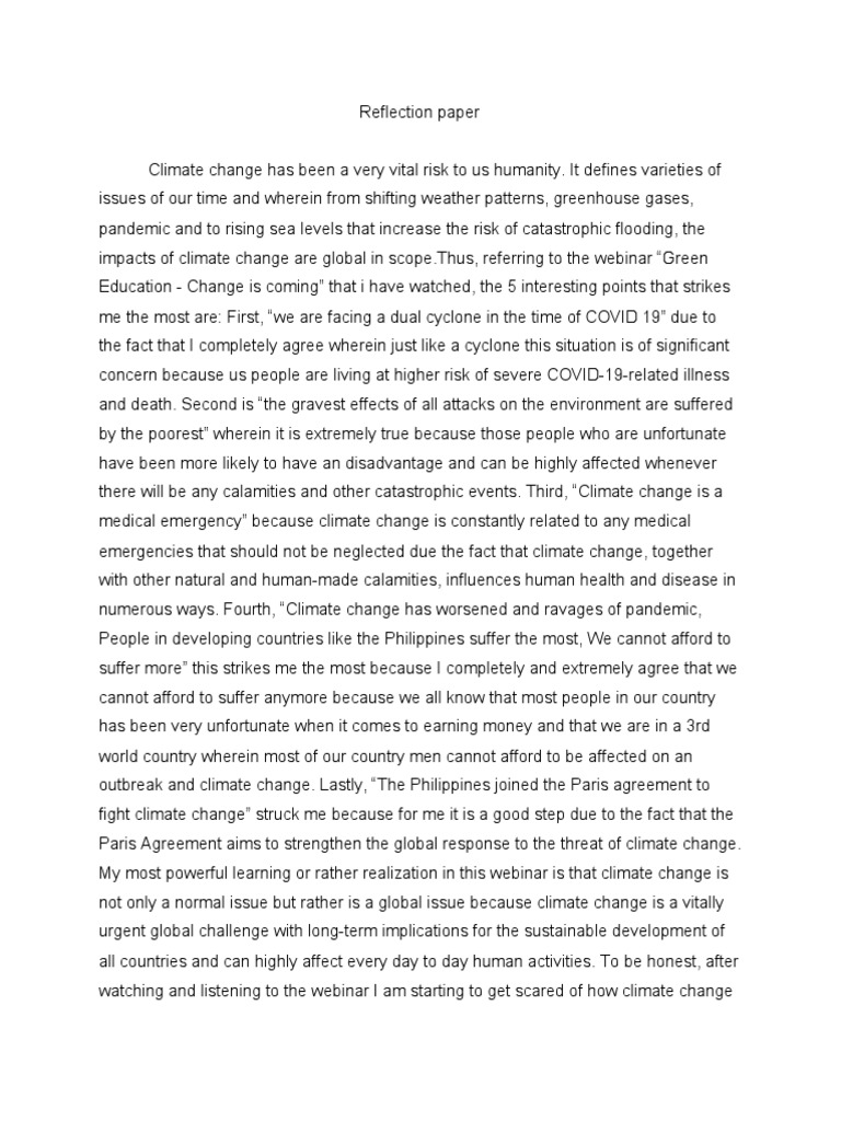 Reflections on Climate Change Impact | PDF | Global Warming ...