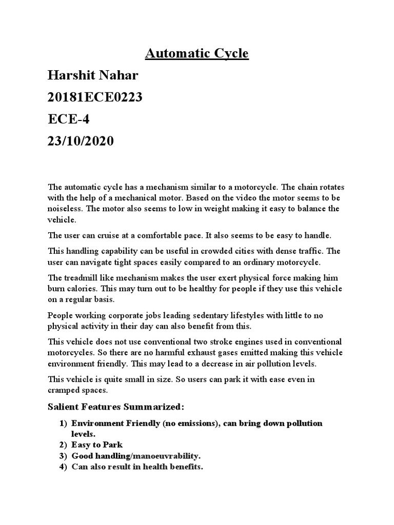 Automatic Cycle | PDF