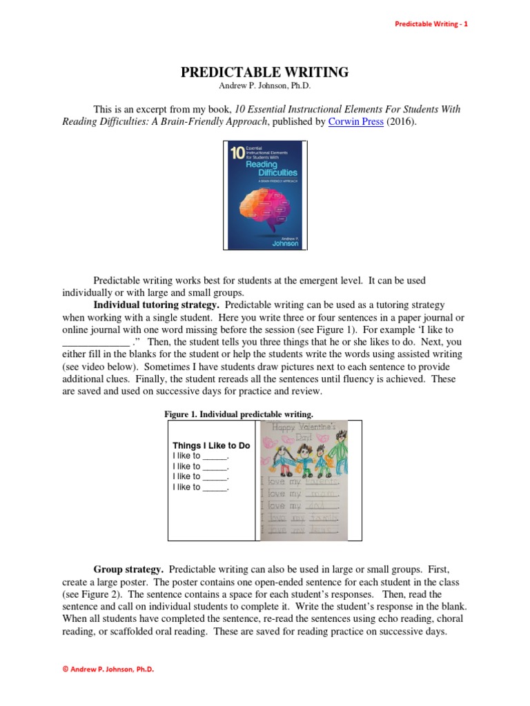 Predictable Writing: Reading Difficulties: A Brain-Friendly Approach ...