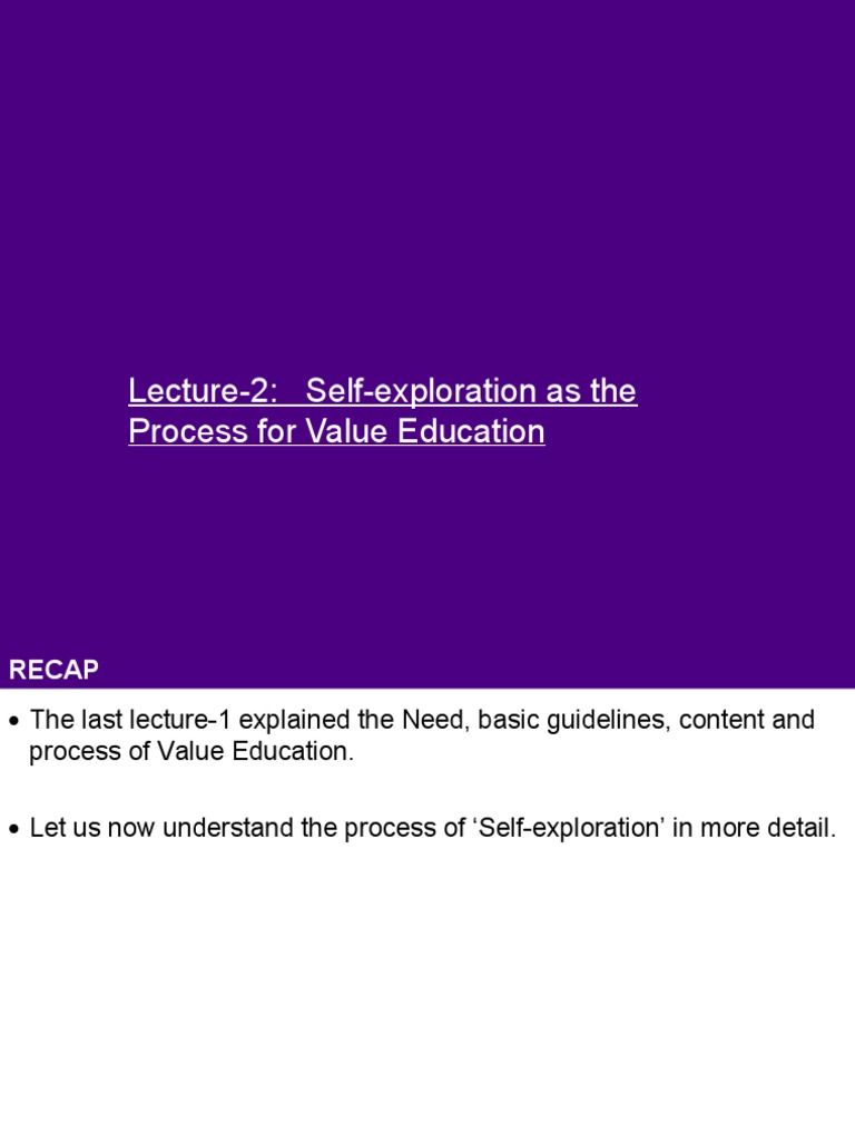 2 - Self-Exploration As The Process For Value Education | PDF ...