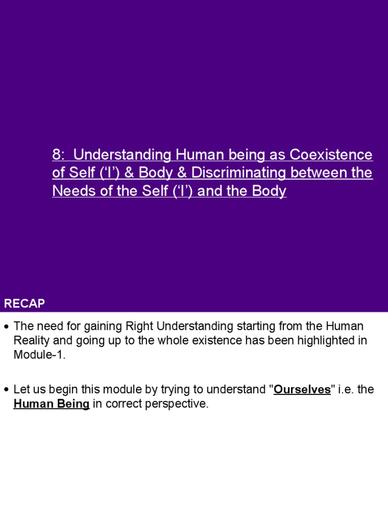 8 - Co-Existence of Self and Body & Needs of Self & Body | PDF ...