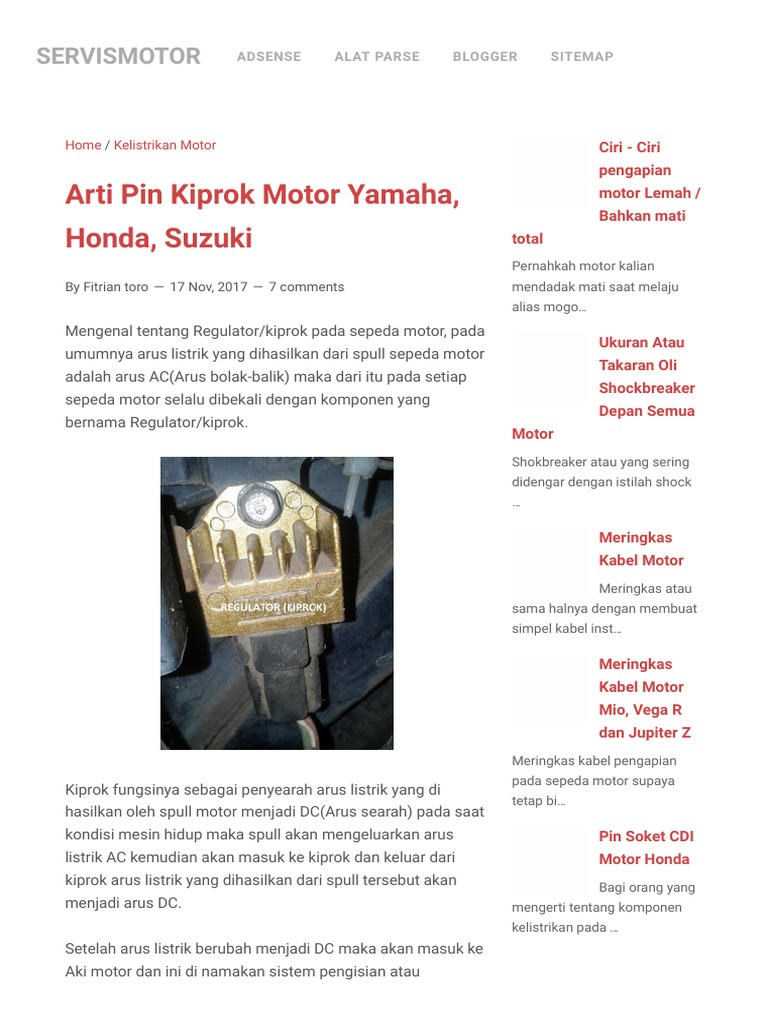 Arti Pin Kiprok Motor Yamaha, Honda, Suzuki - ServisMotor | PDF