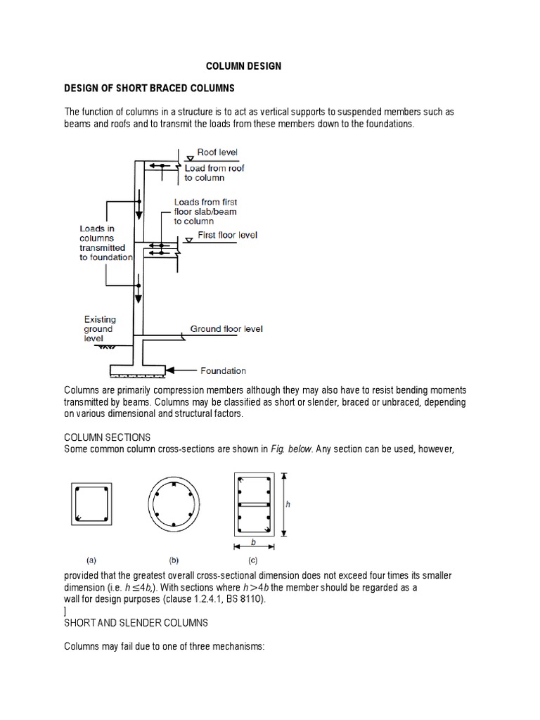 Column Design Design of Short Braced Columns | PDF | Buckling | Column