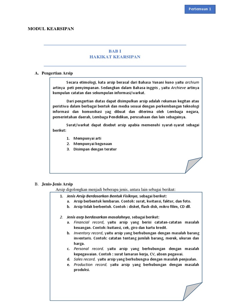 Jenis-Jenis Arsip dan Klasifikasinya | PDF