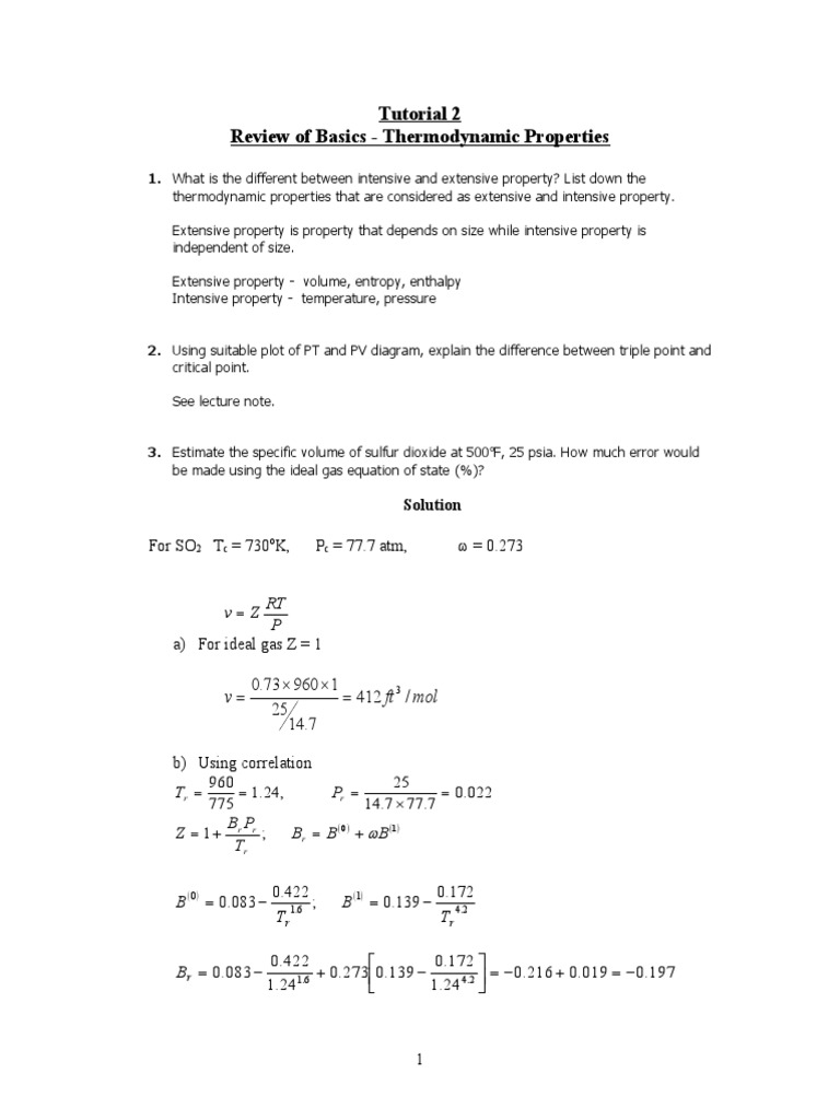 New Tutorial 2 Solution On Thermodynamics | PDF | Gases | Thermodynamics