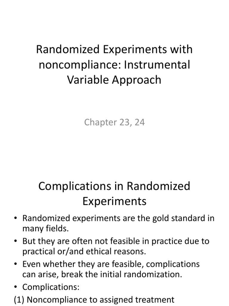 Randomized Experiments With Noncompliance: Instrumental Variable Approach | Download Free PDF ...