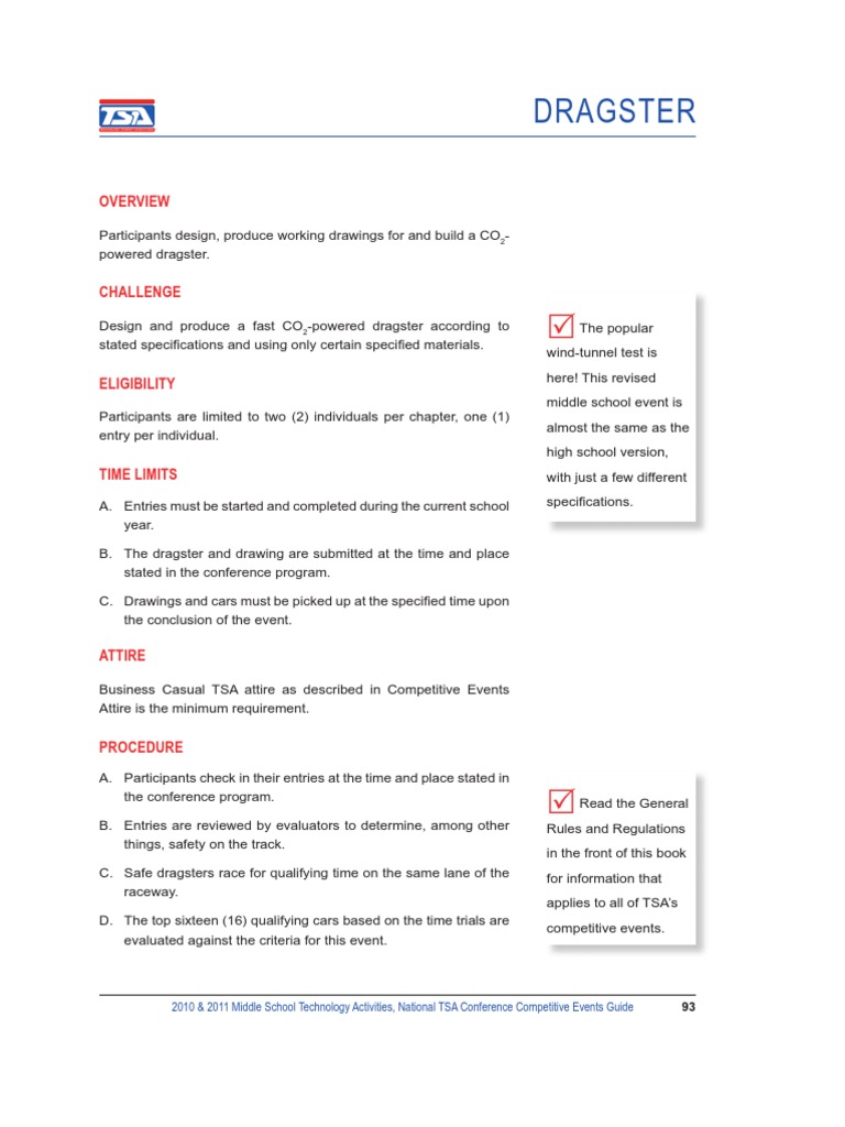 Dragster: 2010 & 2011 Middle School Technology Activities, National TSA ...