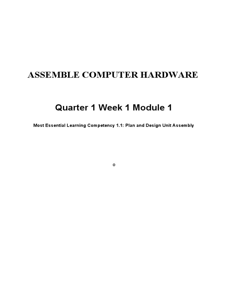 Assemble Computer Hardware: Quarter 1 Week 1 Module 1 | PDF | Personal ...
