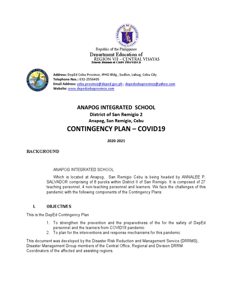 Anapog Is Covid Con Plan | PDF | Emergency Management | Disaster And ...