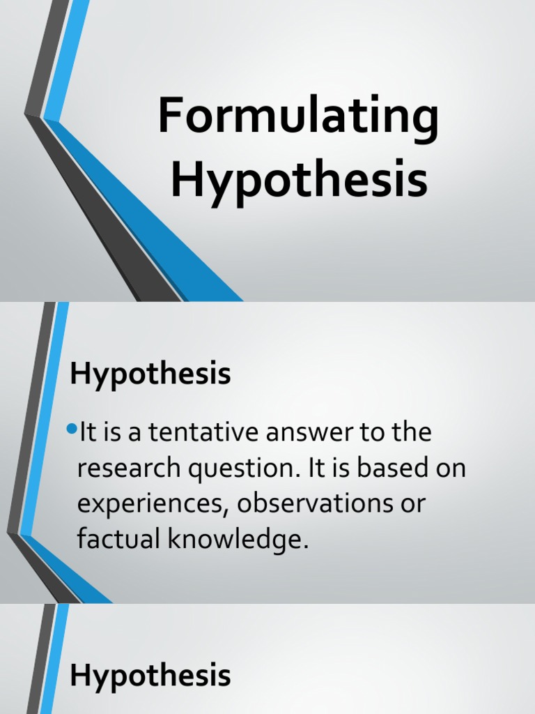 Formulating Hypothesis | PDF | Null Hypothesis | Hypothesis