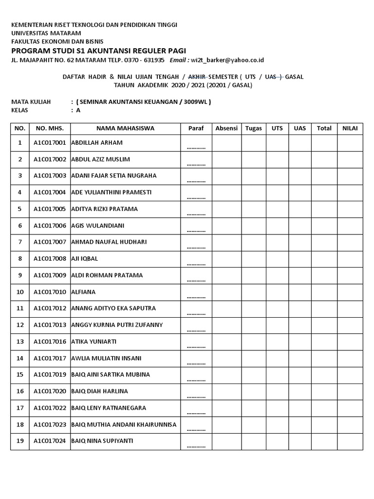 Program Studi S1 Akuntansi Reguler Pagi | PDF