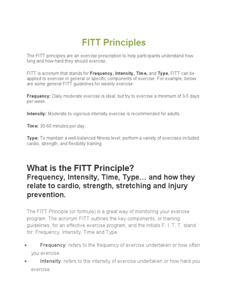 FITT Principles: What Is The FITT Principle? | PDF | Strength Training ...