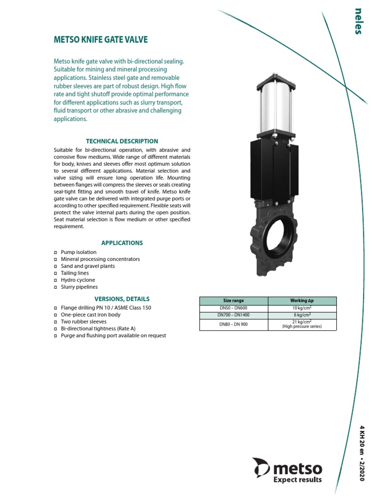Metso Knife Gate Valve: Technical Description | Download Free PDF ...