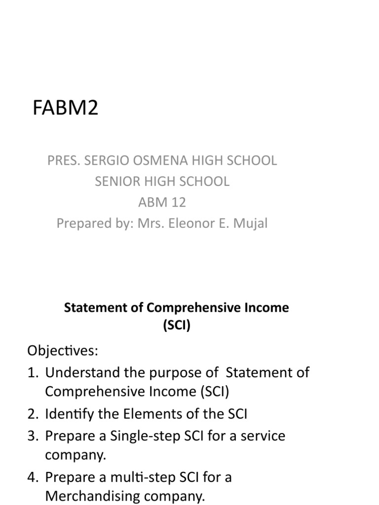 FABM2 STATEMENT OF COMPREHENSIVE INCOME - S | PDF | Revenue | Cost Of ...