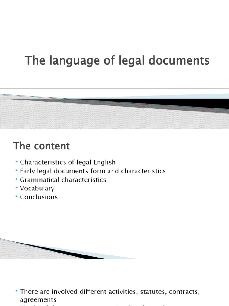 The Language of Legal Documents | PDF | Sentence (Linguistics ...